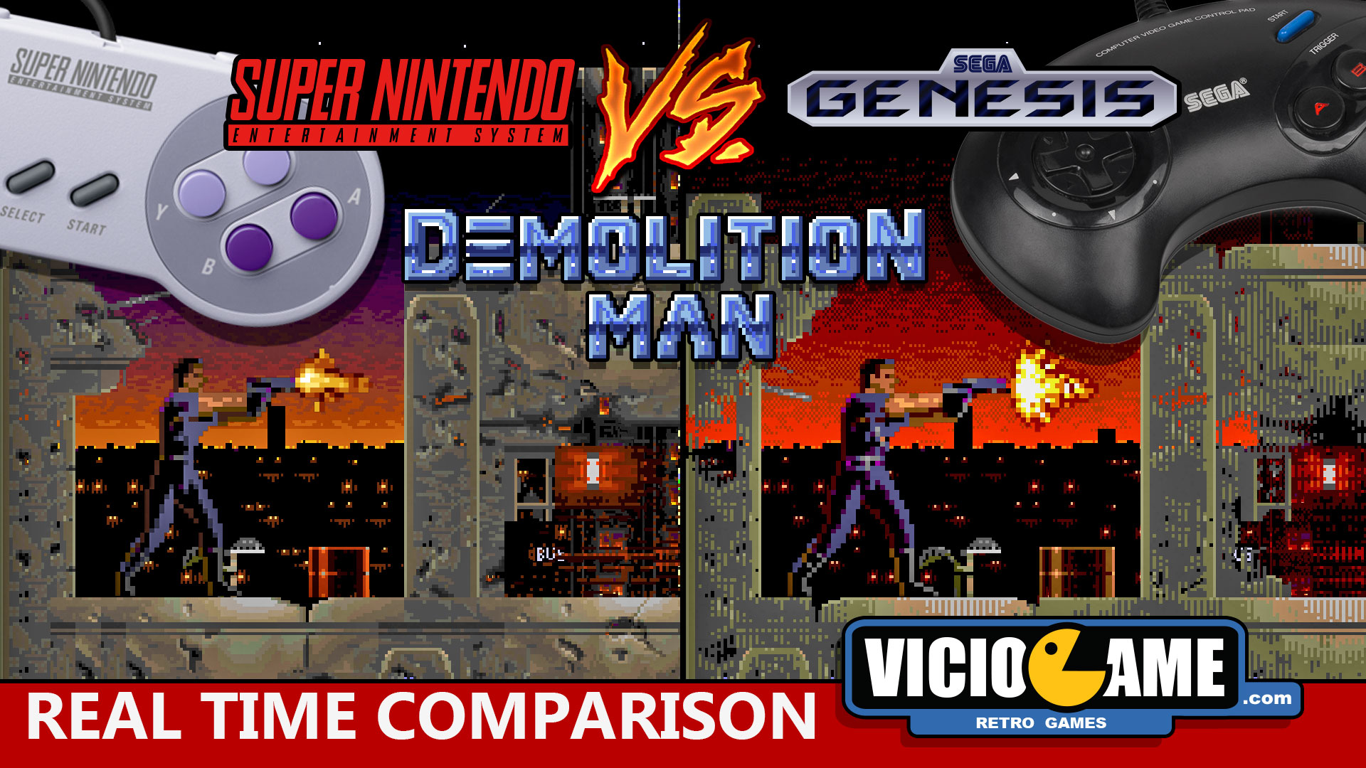 🎮 Demolition Man (SNES Vs Mega Drive) Real Time Comparison – VICIOGAME