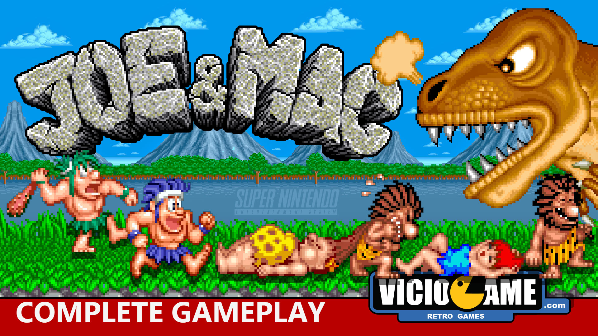 🎮 Joe & Mac (Super Nintendo) Complete Gameplay – VICIOGAME