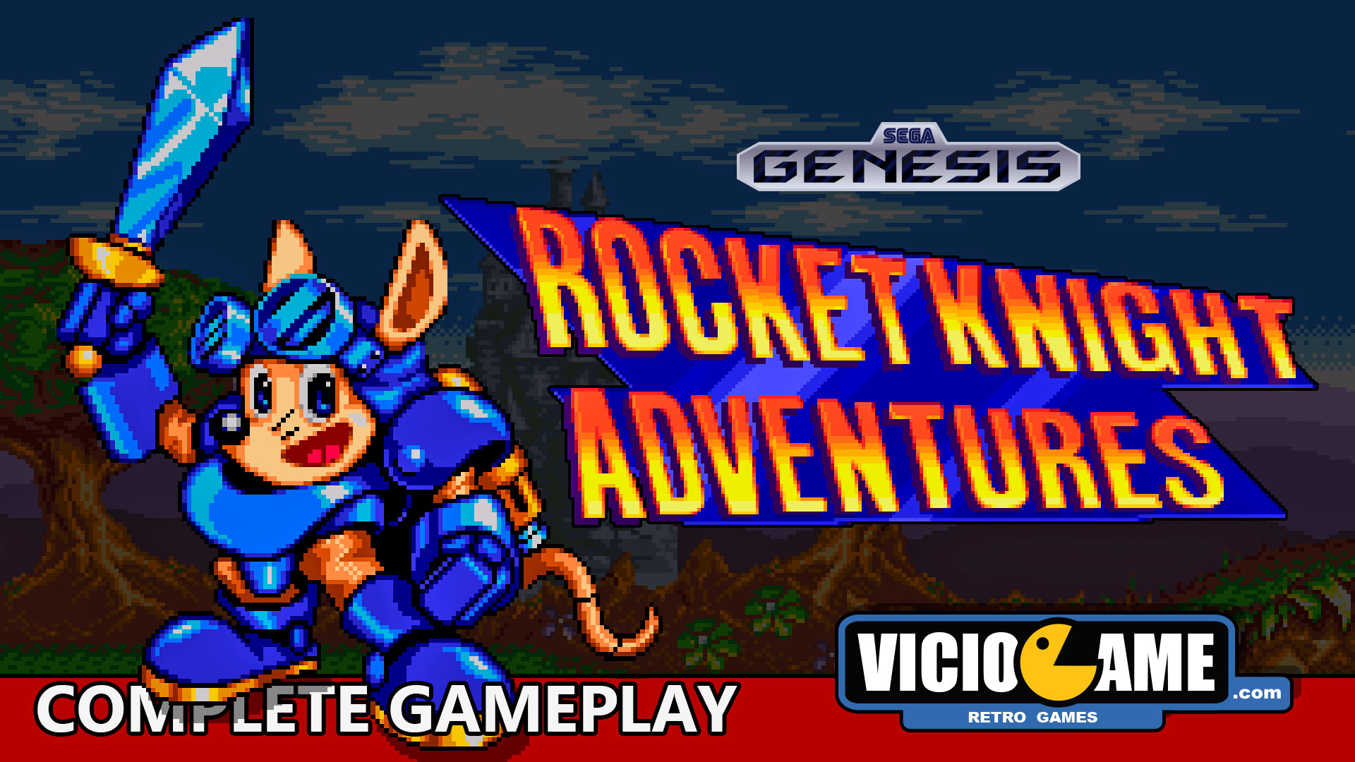 🎮 Rocket Knight Adventures (Mega Drive) Complete Gameplay – VICIOGAME