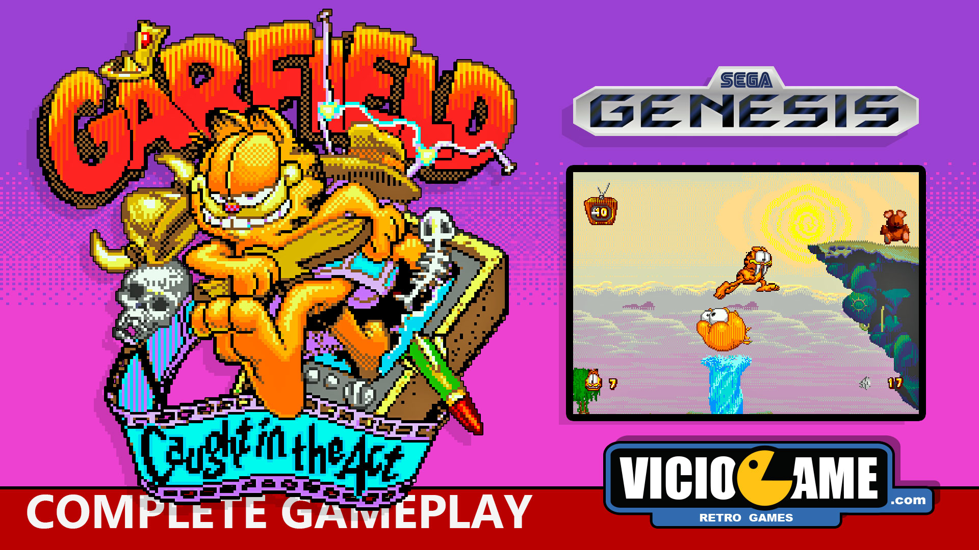 🎮 Garfield: Caught in the Act (Mega Drive) Complete Gameplay – VICIOGAME