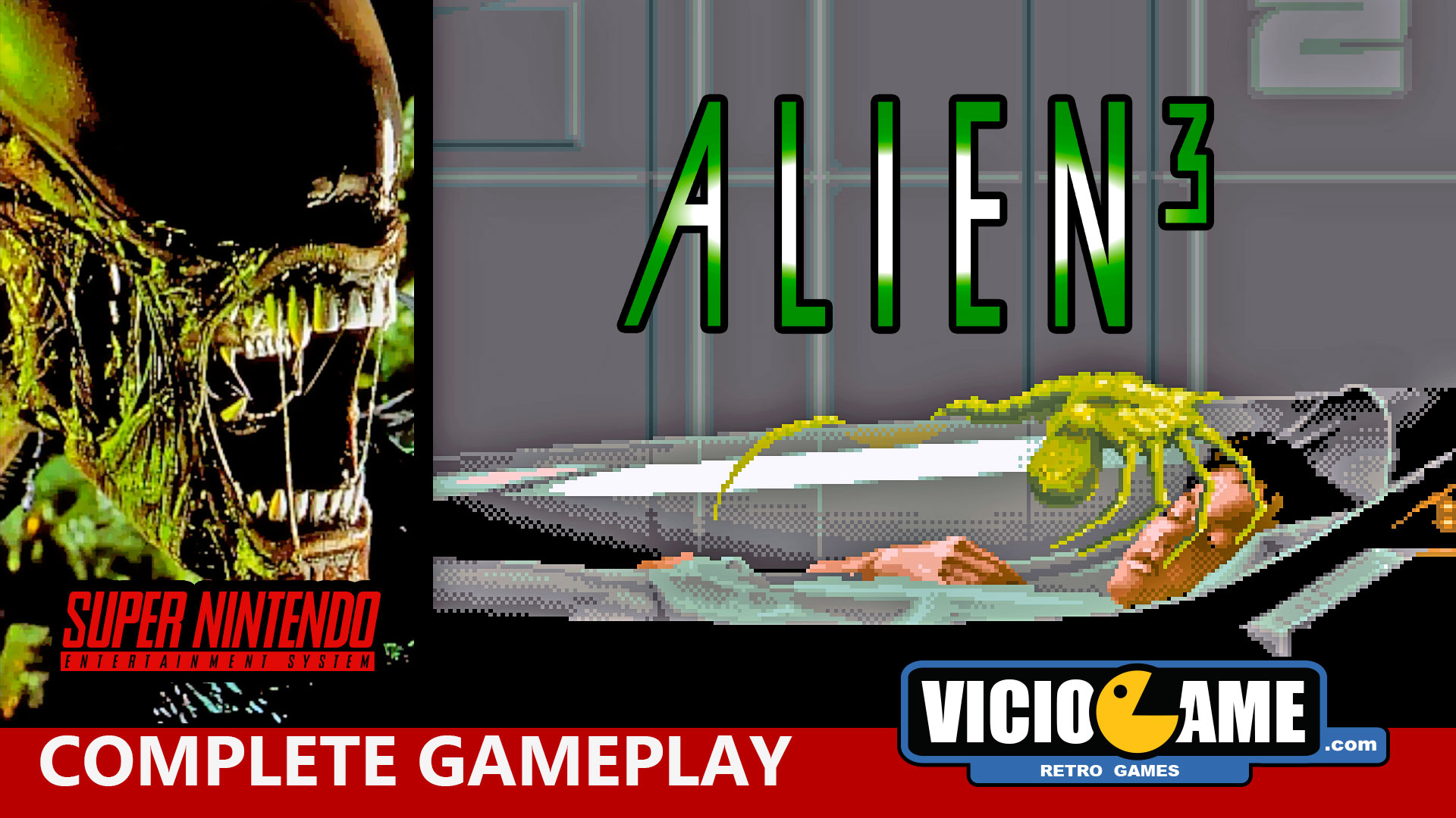 🎮 Alien 3 (Super Nintendo) Complete Gameplay – VICIOGAME
