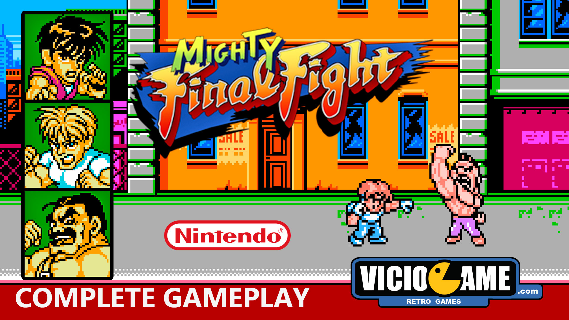 🎮 Mighty Final Fight (Nintendo) Complete Gameplay – VICIOGAME