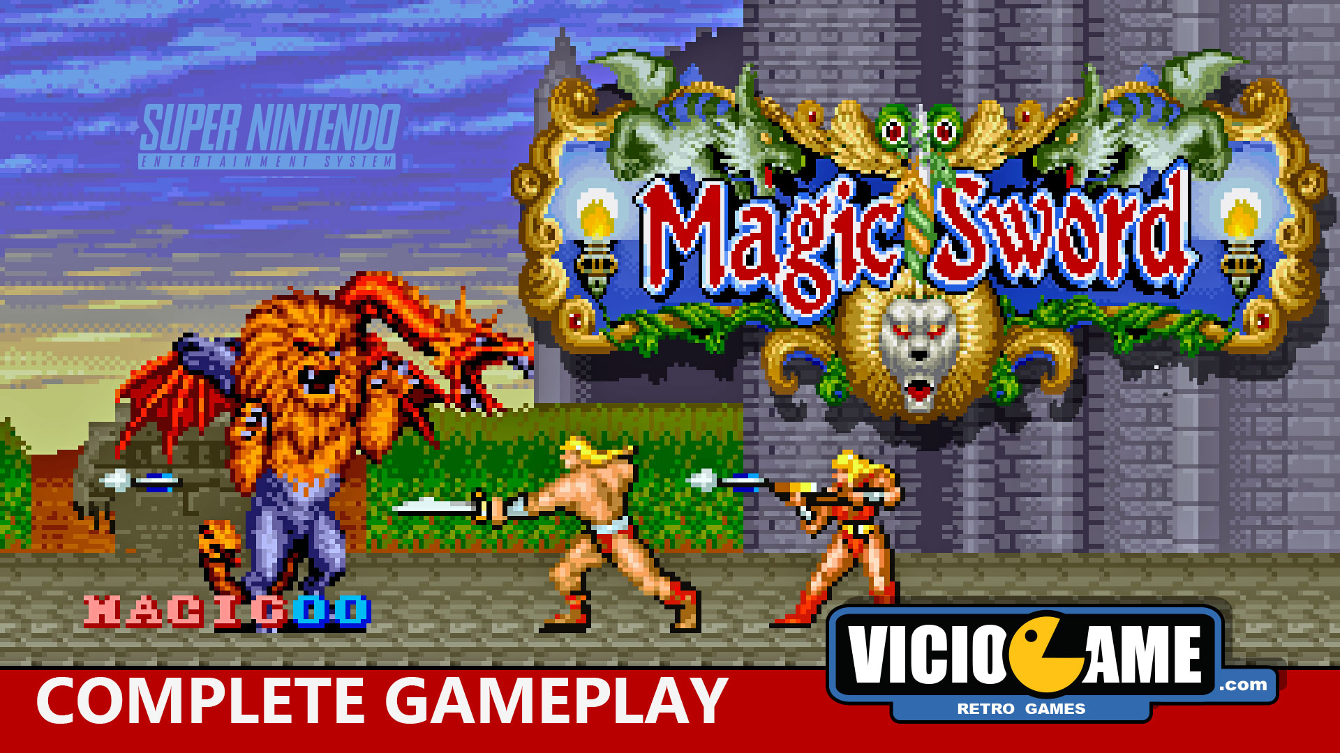 🎮 Magic Sword (Super Nintendo) Complete Gameplay – VICIOGAME