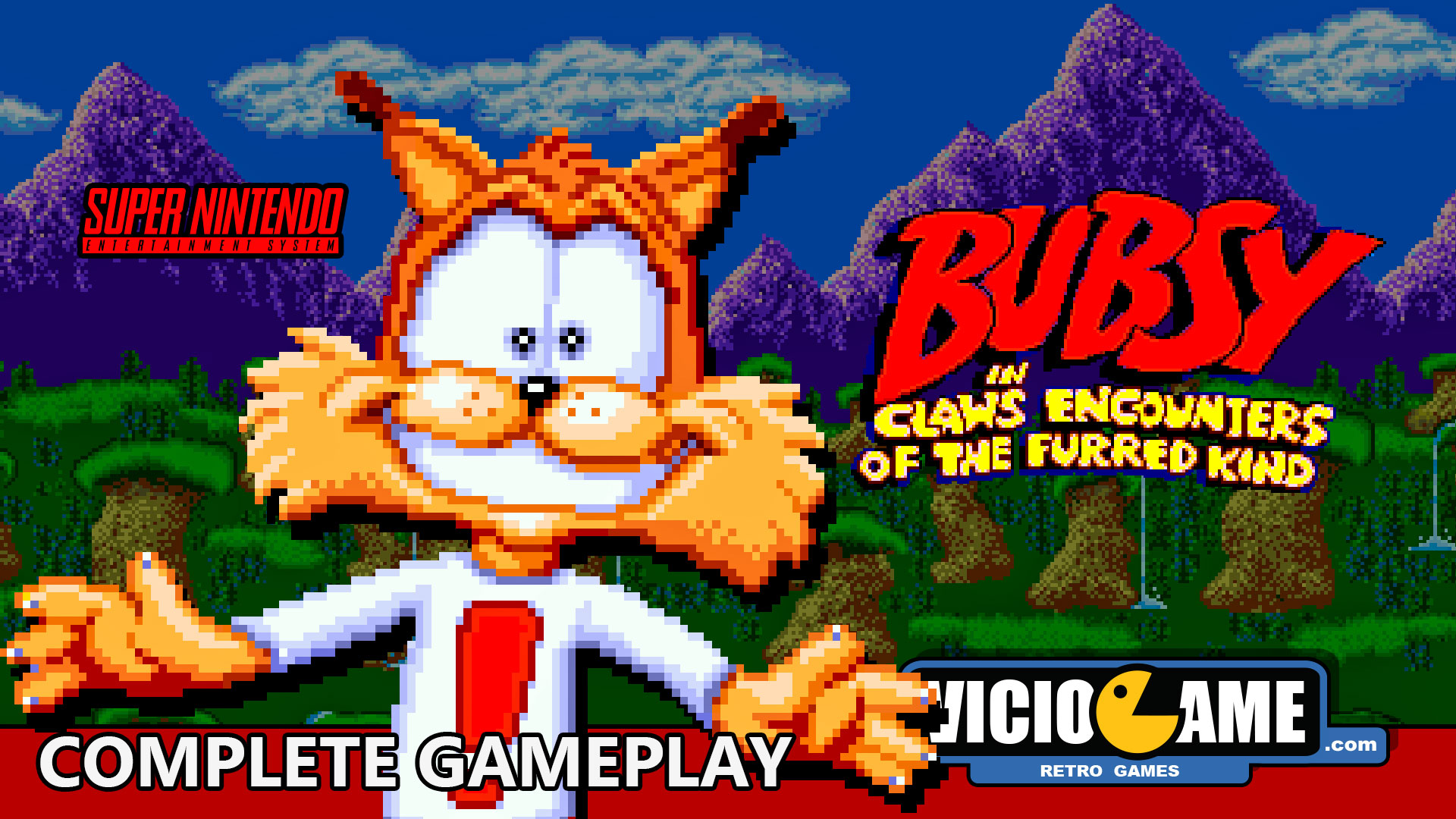 🎮 Bubsy (Super Nintendo) Complete Gameplay – VICIOGAME
