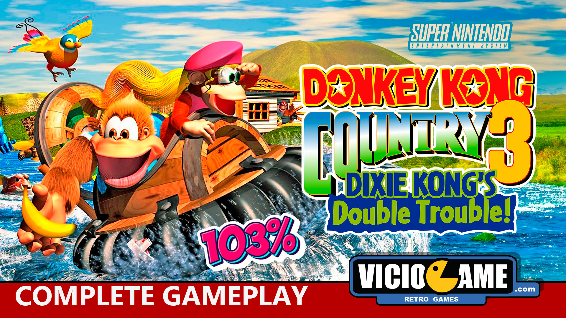 🎮 Donkey Kong Country 3 (SNES) 103% Complete Gameplay – VICIOGAME