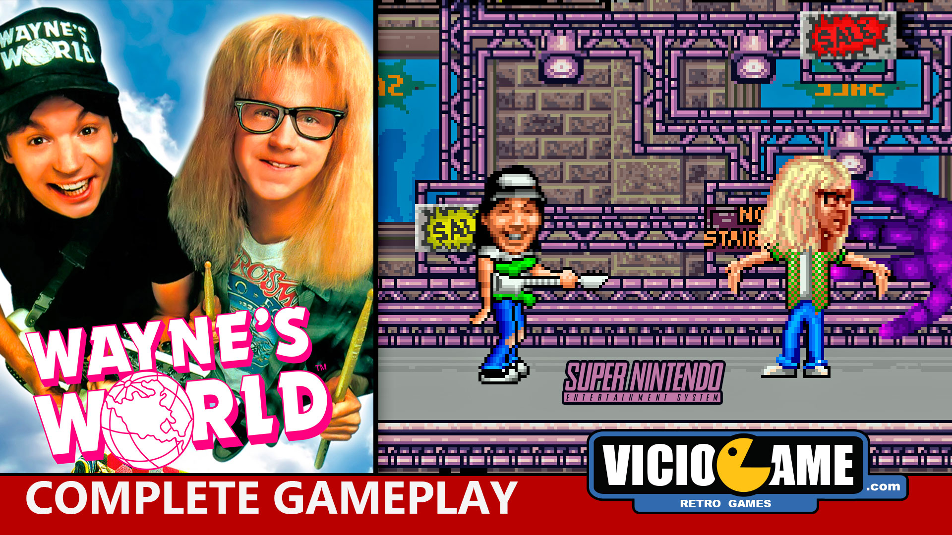 🎮 Wayne’s World (Super Nintendo) Complete Gameplay – VICIOGAME